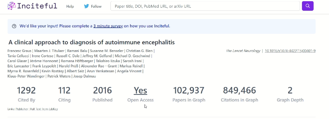 論文をグラフで可視化するツール②Inciteful - 一生研究｜研究者のための情報提供サイト
